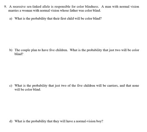 Solved A Recessive Sex Linked Allele Is Responsible For Chegg Com