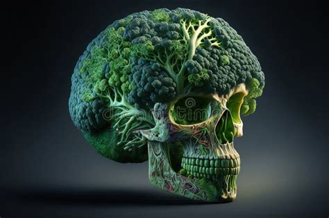 Human Brane Shaped By Plants Generative Ai Stock Illustration