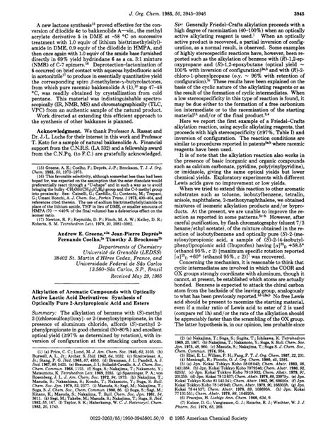 Pdf Alkylation Of Aromatic Compounds With Optically Active Lactic Acid Derivatives Synthesis
