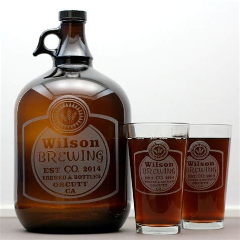 Classy Label Home Brew Growler And Glass Set Design Etsy
