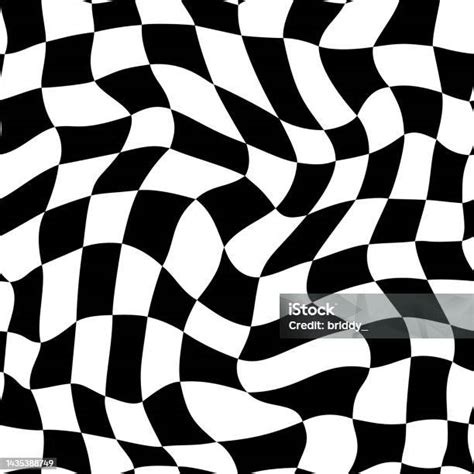 Black And White Distorted Checkered Background Abstract Psychedelic