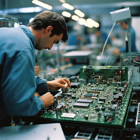 Premium Ai Image A Worker Handling An Electronic Circuit Board The Worker Is Assembling Or