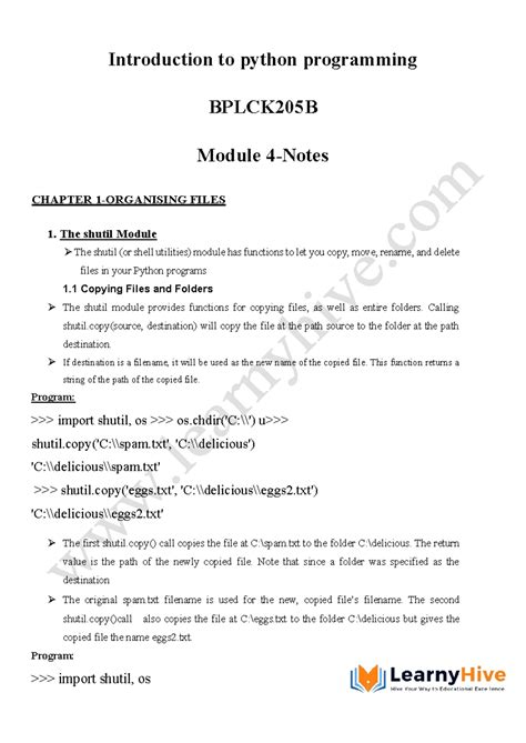 Introduction To Python Programming Bplck205b Module Notes Classes