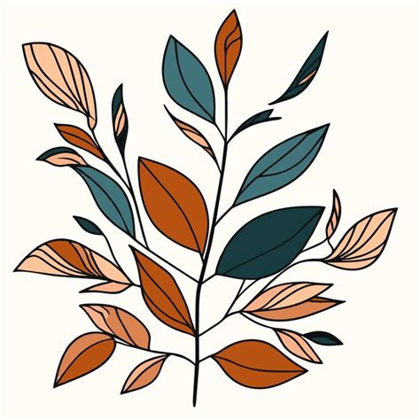 Premium Vector Branch With Leaves Outline Lines Vector Illustration