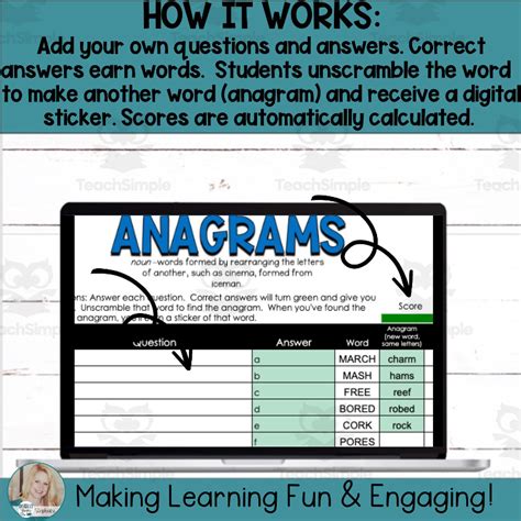 Editable Self Checking Anagram Template Digital Activity Vol 5 By