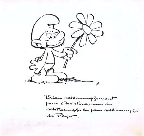 Peyo Schtroumpf Illustration Originale