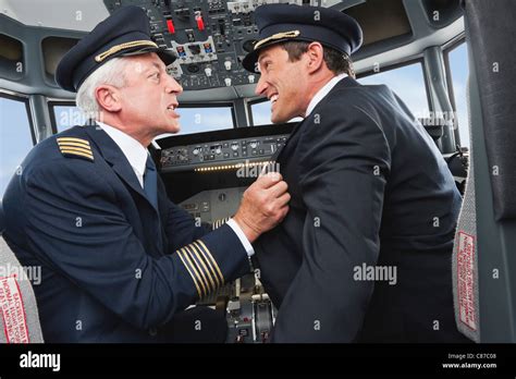 Germany Bavaria Munich Pilot And Co Pilot Fighting In Airplane