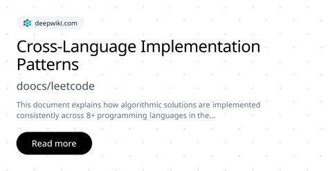 Cross Language Implementation Patterns Doocsleetcode Deepwiki