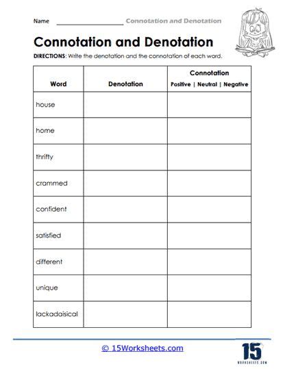 Connotation And Denotation Worksheet 15 Worksheets