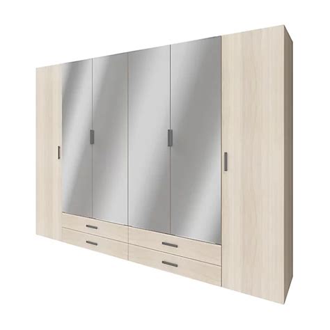 Goodhome Atomia Freestanding Matt Oak Effect Chipboard Mirrored 8 Door