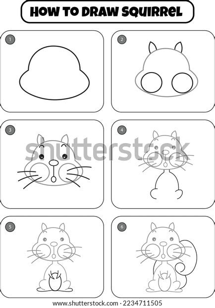 How Draw Squirrel Step By Step Stock Vector Royalty Free 2234711505 Shutterstock