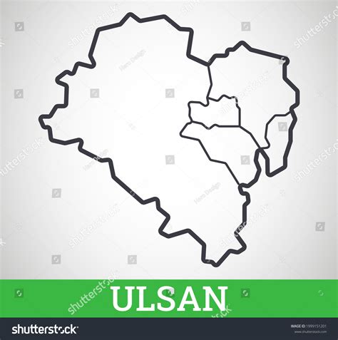Simple Outline Map Ulsan South Korea Stock Vector Royalty Free