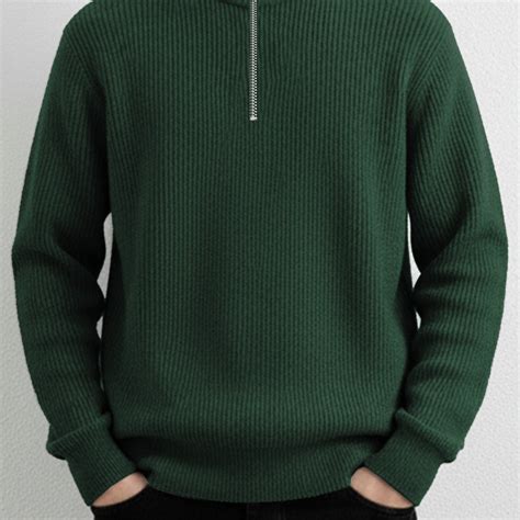 Turbo Merino Quarter Zip Imported Mens Sweater In Dark Green Turbo
