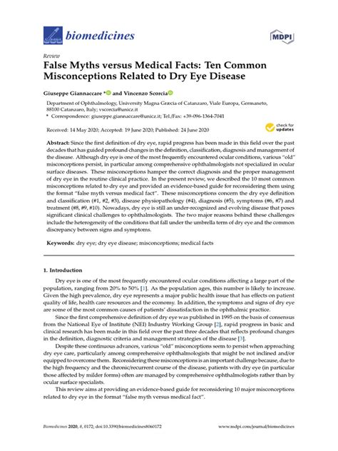 False Myths Versus Medical Facts Ten Common Misconceptions Related To