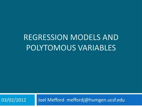 Ppt Regression Models And Polytomous Variables Powerpoint