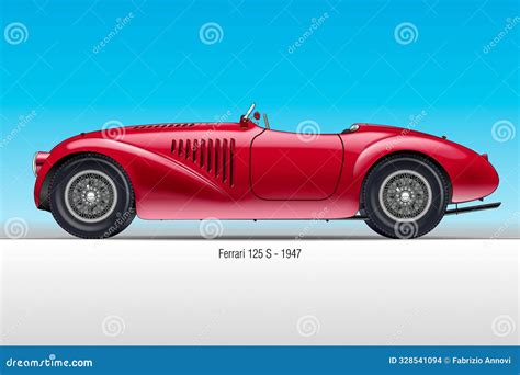 Ferrari 125 S First Model Of Ferrari Sport Car Silhouette Line Art