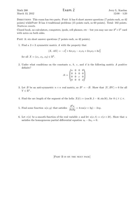 Traditional Problems Calculus Exam Docsity