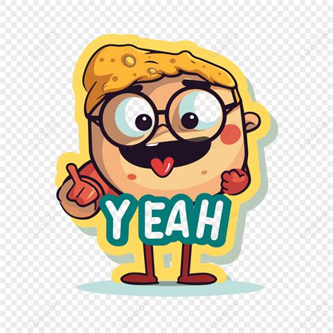 Funny And Funny Cartoon Cartoon Character Sticker With The Word Yeah