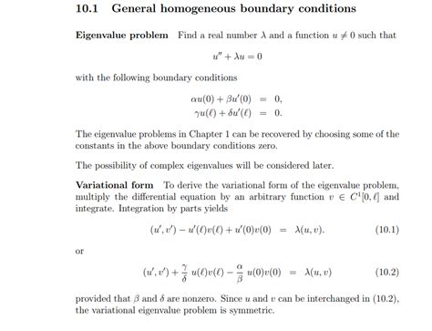 [solved] 10 1 General Homogeneous Boundary Conditions Eigenvalue Problem Course Hero