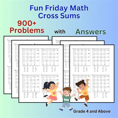 Back To School Fun Friday Math Cross Sums Worksheet For 4th Grade And