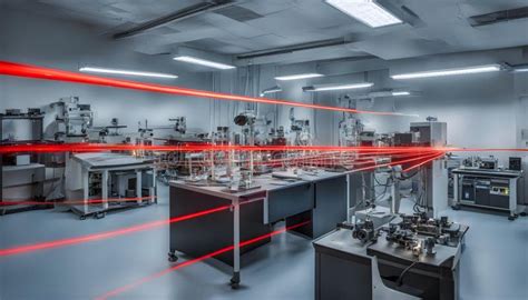 Laser Beams In The Laboratory Of Optical Physics Stock Illustration