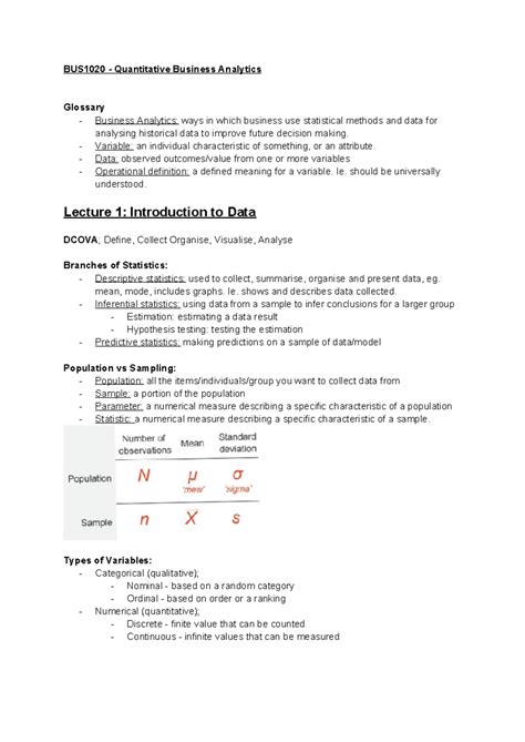 Buss1020 Quantitative Business Analysis Bus1020 Quantitative