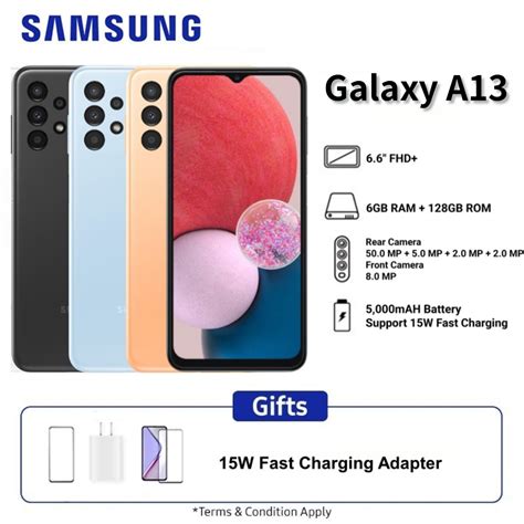 Samsung Galaxy A13 จอแสดงผล 66 นิ้วโปรเซสเซอร์ Octa Core 6gb Ram 128gb