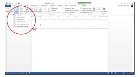 how to insert page numbers into headers or footers in word 2013