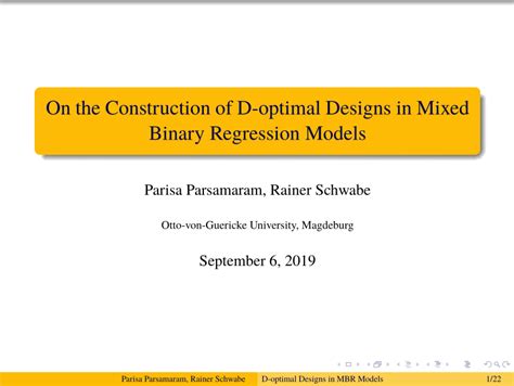 Pdf On The Construction Of D Optimal Designs In Mixed Binary