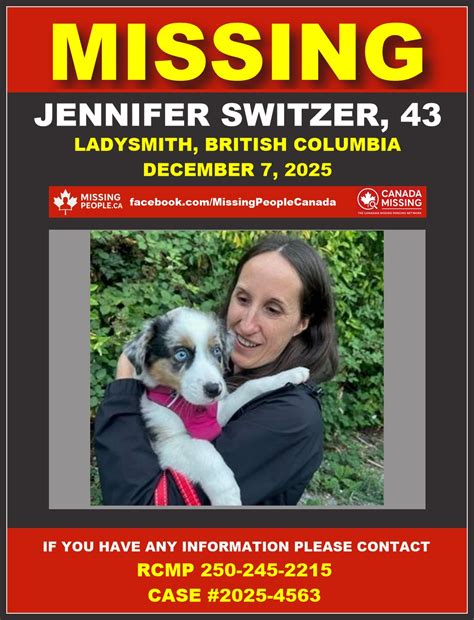 Missing 🚨 Missing Woman In Ladysmith British Columbia Jennifer Switzer 43 Last Seen