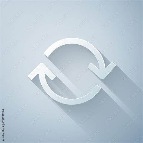 Paper Cut Refresh Icon Isolated On Grey Background Reload Symbol Rotation Arrows In A Circle