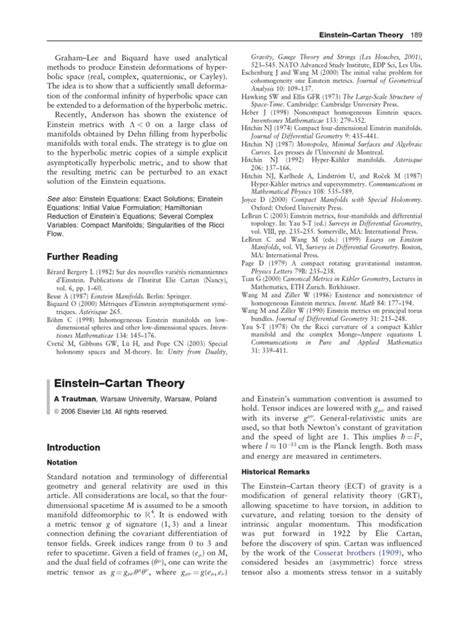 Einstein Cartan Theory A Trautman Download Free Pdf General Relativity Tensor