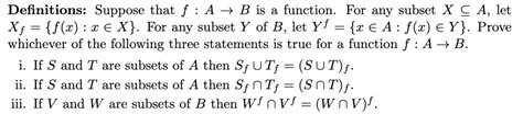 Solved Definitions Suppose That F A B Is A Function Chegg Com