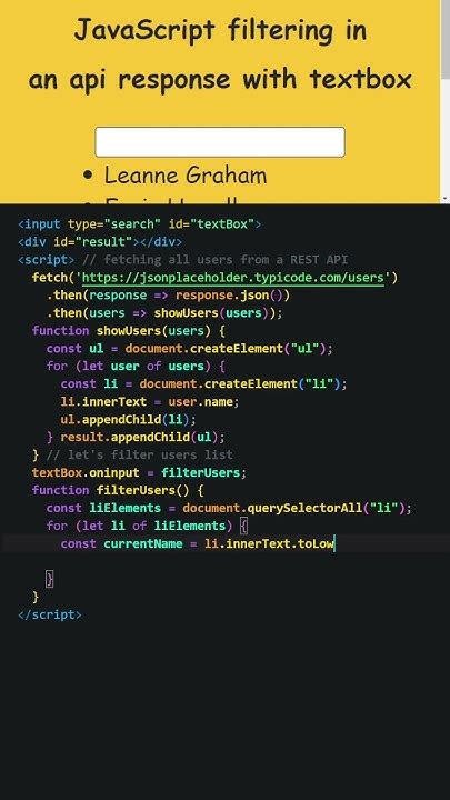 Javascript Fetching Data From A Rest Api And Filtering It Using Html