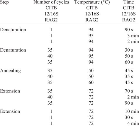 Reaction Parameters For The Five Primer Pairs Download Table