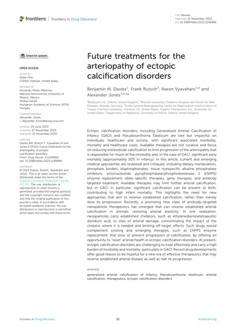 Pdf Future Treatments For The Arteriopathy Of Ectopic Calcification Disorders