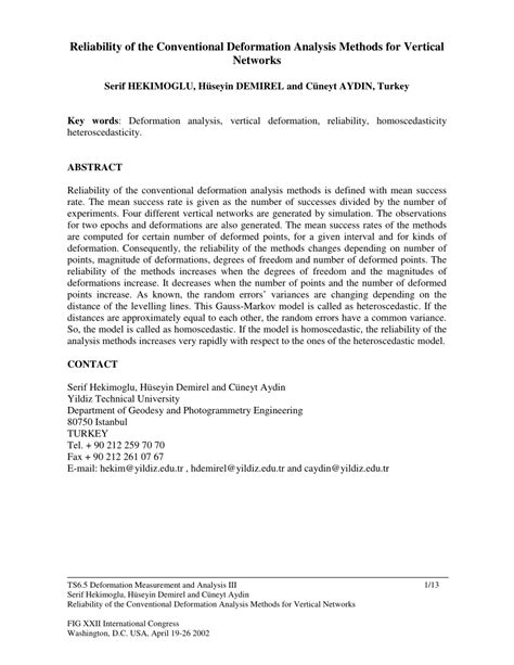 pdf reliability of the conventional deformation analysis methods for