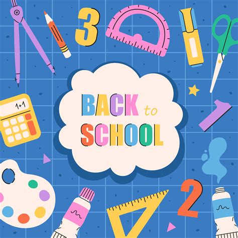 Trendy School Poster Background Modern Design With School Supplies