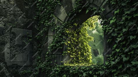 Premium Photo A Stone Wall Covered In Vines The Vines Are Green And