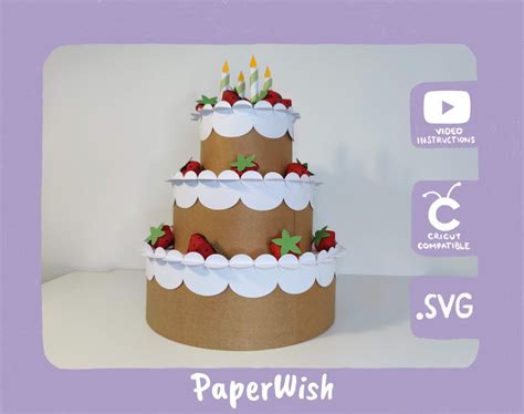 Birthday Cake Box 3d Papercut Svg Box Cut File Cricut Diy Etsy