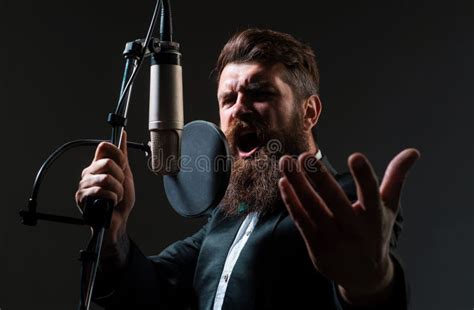 Classic Singer Man With Microphone Singing Song Musician In Music