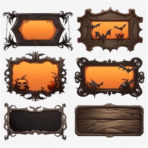 Conjunto De Barra De Marco De Panel De Halloween Para Elementos De Activos Gui Png Botón De