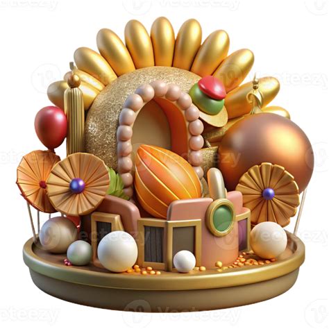 Beautiful Abstract Thanksgiving Parade Float Isolated For Holiday