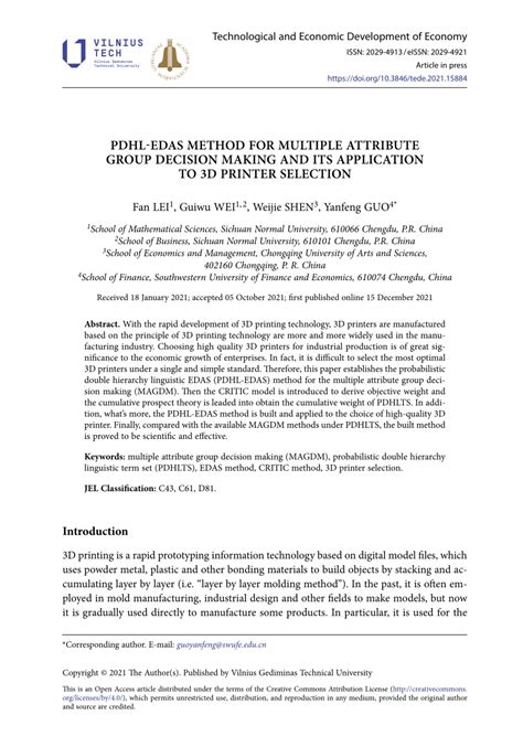 Pdf Pdhl Edas Method For Multiple Attribute Group Decision Making And