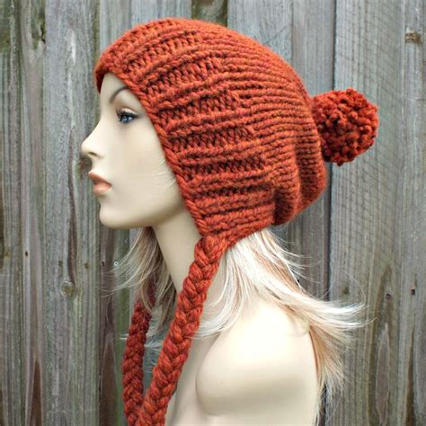 Rust Orange Slouchy Hat Womens Hat Rust Hat Rust Beanie