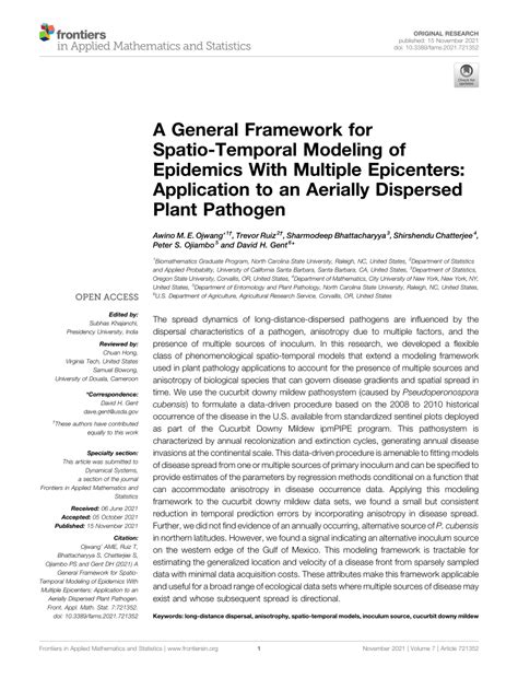 Pdf A General Framework For Spatio Temporal Modeling Of Epidemics