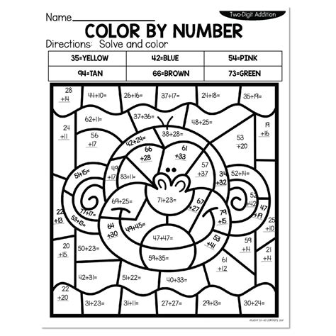 2nd Grade End Of The Year Math Review Color By Number