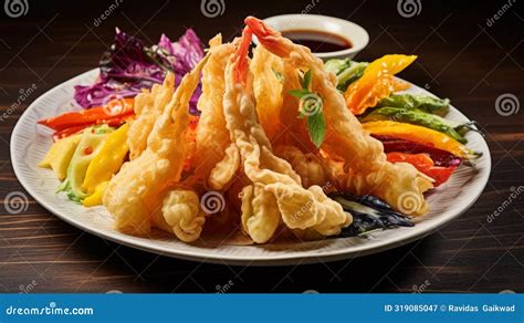 Assorted Crispy Veg Tempura Plate Stock Image 319085047