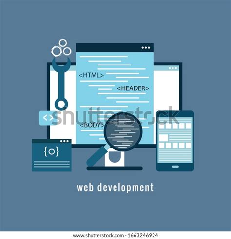 Concept Development Software Monitor Program Code Stock Vector Royalty