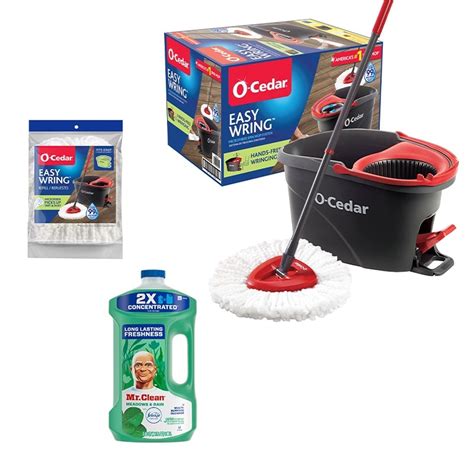 Shop O Cedar Spin Mop With Bucket Mr Clean Meadows And Rain All Purpose Cleaner And